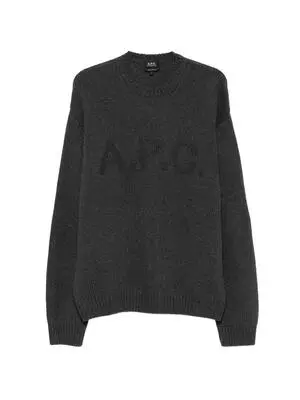 A.p.c. Logo-intarsia Crew-neck Sweater - Grey