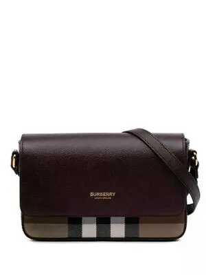 Burberry 2000-2017 Leather And House Check Canvas Hampshire Crossbody Bag - Red