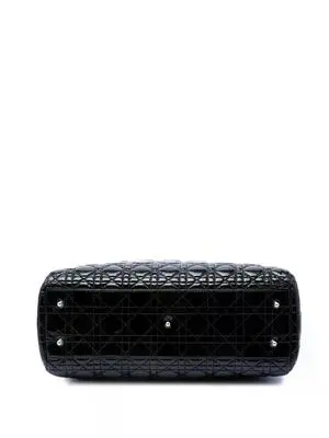 Dior 2011 Large Patent Cannage Lady Soft Shopping Tote Bag - Black