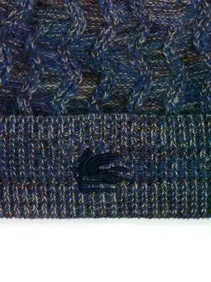 Etro Cable-knit Embroidered-logo Beanie Hat