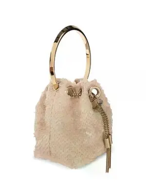 JIMMY CHOO Mini Bon Bon Sequined Bucket Bag With Metal Top Handle