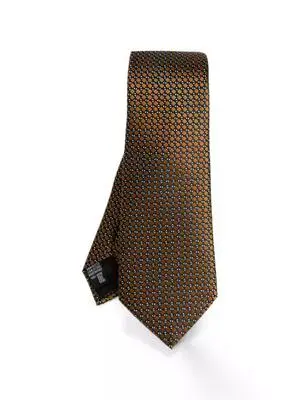 Giorgio Armani Geometric-pattern Silk Tie - Brown