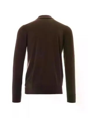 PAOLO PECORA Zip-fastening Long-sleeve Polo Shirt - Brown