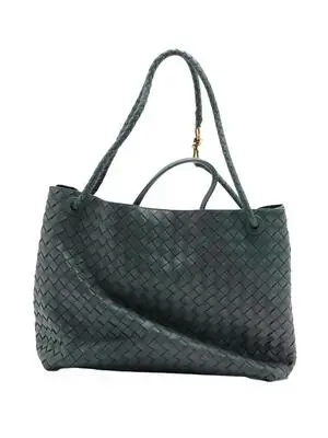 Bottega Veneta 2012-2026 Large Lambskin Intrecciato Andiamo Satchel - Grey