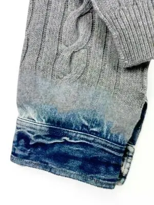 HAIKURE Cable-knit Denim-cuff Sweater