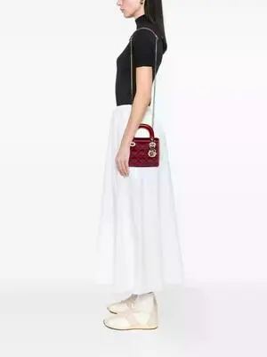 Dior 2018 Mini Patent Cannage Lady Satchel - Red