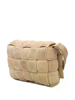 Bottega Veneta 2012-2026 Suede Intrecciato Padded Cassette Crossbody Bag - Neutrals