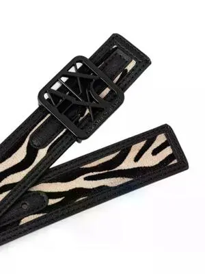 Armani Exchange Zebra-print Logo-buckle Belt