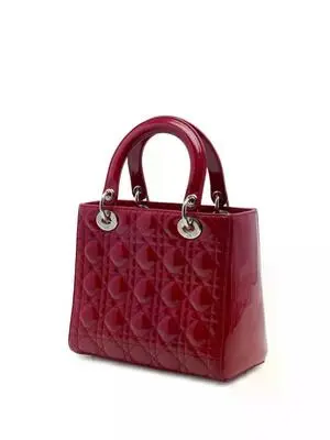 Dior 2012 Medium Patent Cannage Lady Satchel - Red