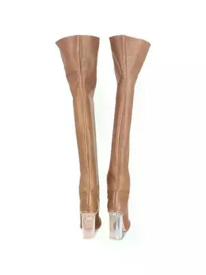 Chloé Brown Leather Over-the-knee Boots With Clear Block Heel