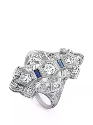 LB EXCLUSIVE Art Deco Diamond Sapphire Ring