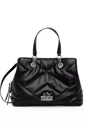 Armani Exchange Quilted Logo-plaque Tote Bag