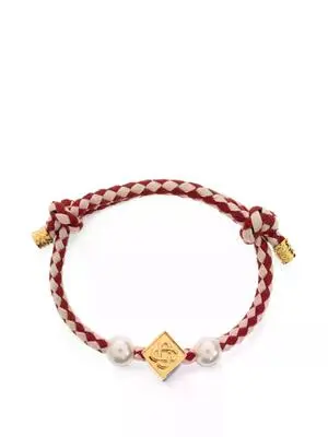 Casablanca Pearl-embellished Braided Bracelet - Red