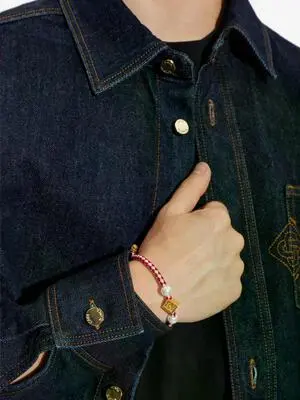 Casablanca Pearl Embellished Braided Bracelet