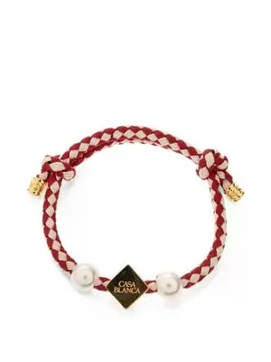 Casablanca Pearl Embellished Braided Bracelet
