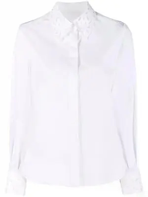 Chloé Pointelle Collar Button-up Shirt - White