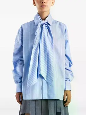 Sacai Striped Tie-neck Shirt - Blue