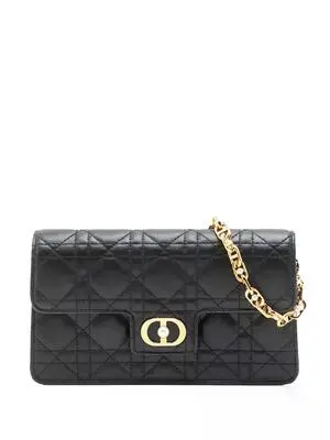 Dior 2000-2026 Lambskin Cannage Jolie Chain Crossbody Bag - Black