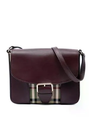Burberry 2000-2017 Small Haymarket Check Nylon And Leather Dickens Crossbody Bag - Red