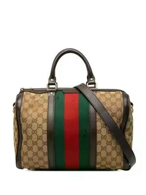 Gucci 2000-2015 Medium Gg Canvas Web Joy Boston Bag Satchel - Neutrals