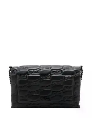 Balenciaga 2010-2026 Medium Embossed Leather Bb Monogram Triplet Chain Crossbody Bag