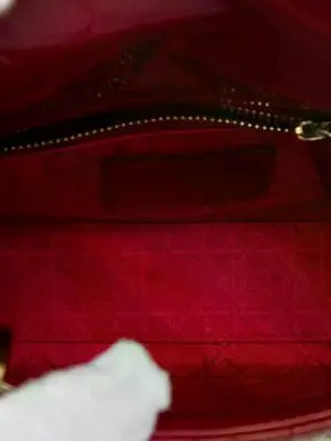 Dior 2017 Mini Patent Cannage Lady Satchel - Red