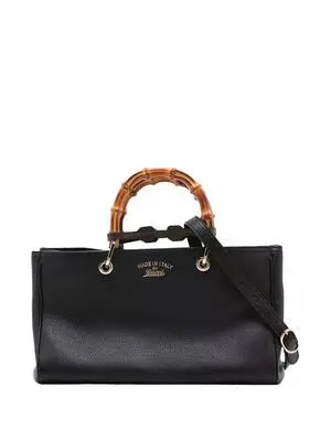 Gucci 2000-2015 Medium Calfskin Bamboo Shopper Satchel - Black