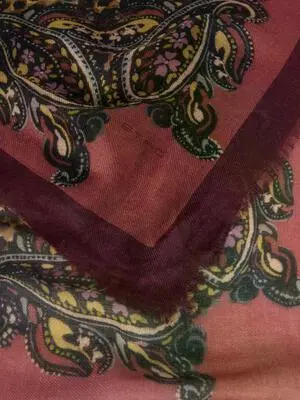 Etro Wool, Cashmere And Silk Shawl With Animal And Paisley Motif - Black