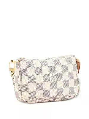 LOUIS VUITTON Pochette Accessoires Damier Mini Clutch Bag - White