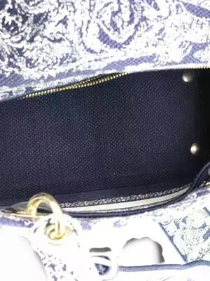 Dior Lady D-lite Bag Embroidered Canvas Medium Satchel - Blue