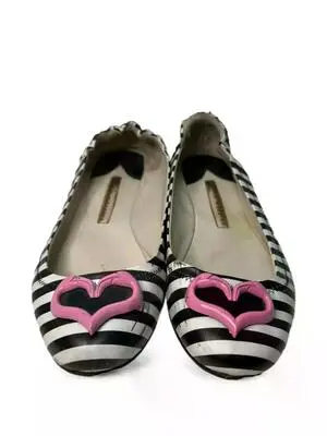 SOPHIA WEBSTER Miami Striped Leather Ballet Flats