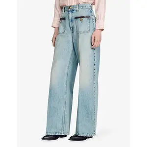 Sandro Straight-leg Faded-wash Denim Jeans