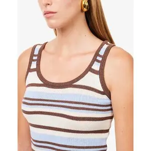 4TH & RECKLESS Amara Striped Cotton-blend Top