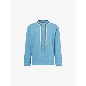 CRAIG GREEN Trek Lace Long-sleeve Cotton-jersey T-shirt - Blue Stripe