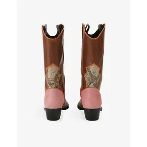Kurt Geiger Scatter Leather And Suede Western Boots