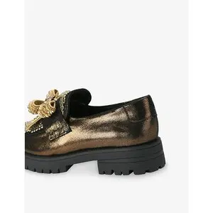 Kurt Geiger Bow Crystal Leather Loafers