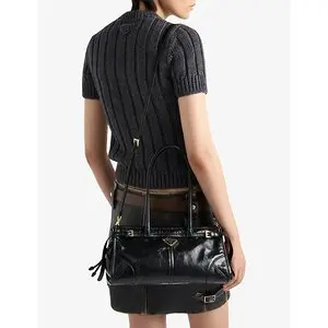 Prada Bonnie Medium Leather Handbag - Black