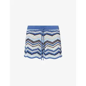 Devon Windsor Solene Chevron-stripe Knitted Shorts - Marina