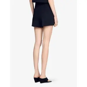 Sandro Patch-pocket High-rise Wool Shorts