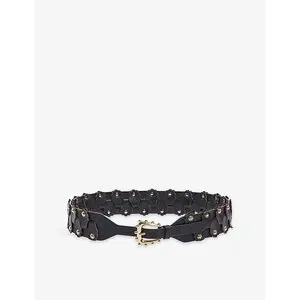 Sandro Interlaced Stud-embellished Leather Belt