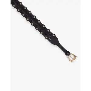 Sandro Interlaced Stud-embellished Leather Belt
