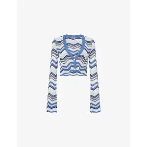 Devon Windsor Stella Zigzag-pattern Knitted Cardigan - Marina