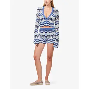 Devon Windsor Stella Zigzag-pattern Knitted Cardigan
