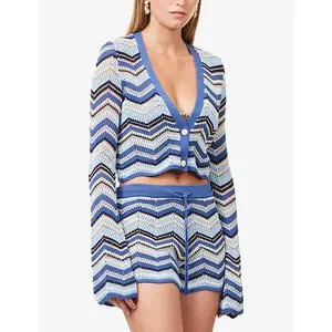 Devon Windsor Stella Zigzag-pattern Knitted Cardigan