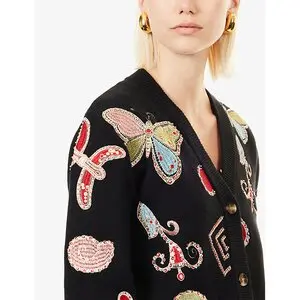 NEVER FULLY DRESSED Astra Hannah Embroidered Knit Cardigan