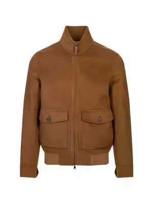 Canali Zip-up High-neck Jacket - Brown