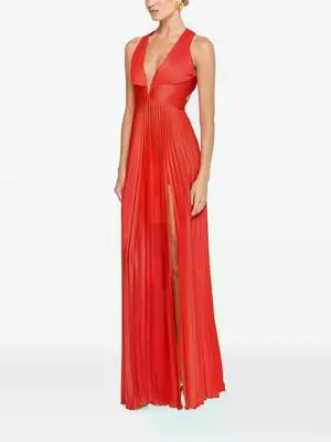 NISSA Pleated Satin Maxi Dress