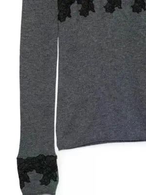 Patrizia Pepe Lace Trimmed Turtleneck Knit
