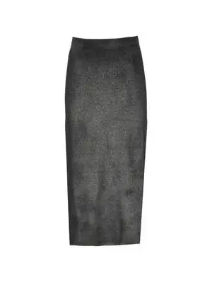 Avant Toi Fine-knit Rear-slit Midi Skirt - Grey