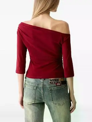 Miss Sixty Logo-patch Off-shoulder T-shirt